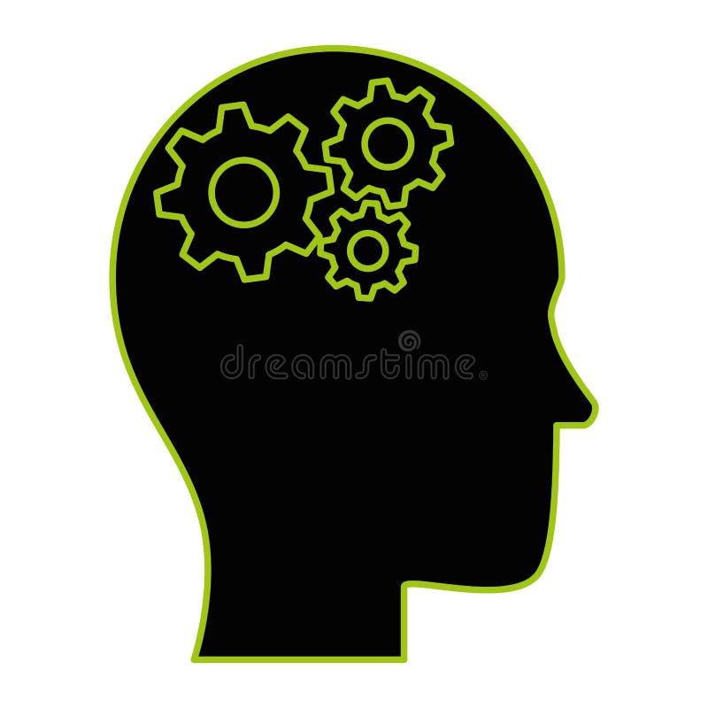 Human Profile Thinking with Gears Stock Illustration - Illustration of ...