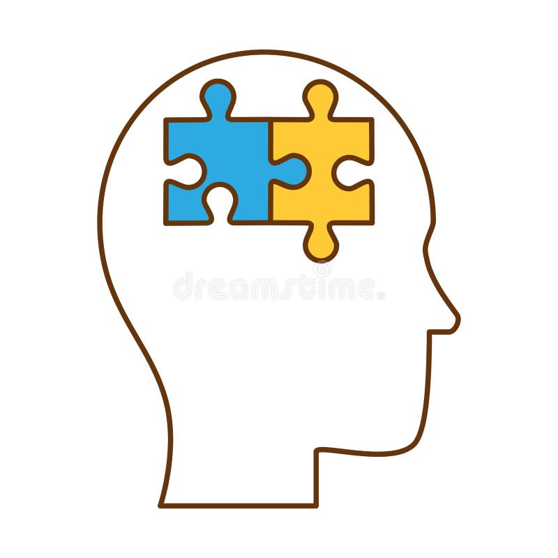 Puzzle Pieces Forming Profile Stock Vector - Illustration of marketing ...
