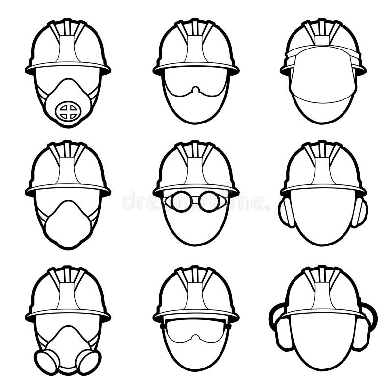 Human Protective Work Wear Icon Set Stock Vector - Illustration of ...