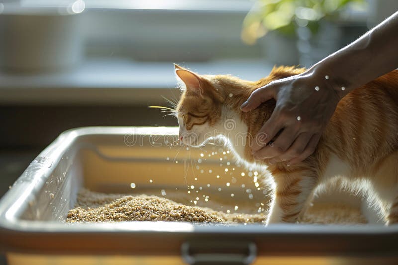 Human Put Cat in Litter Box Stock Illustration - Illustration of clean ...