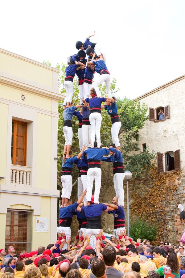 Human pyramid editorial photo. Image of building, catalan - 21215196