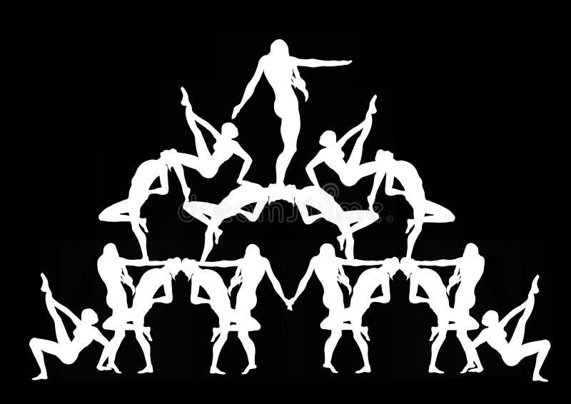 Human Pyramid in Black stock illustration. Illustration of partners ...