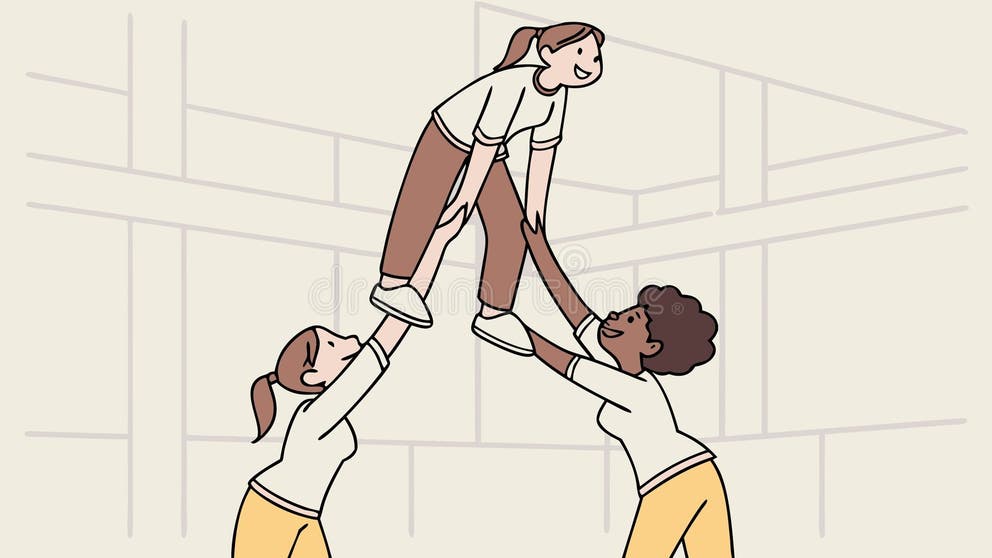 Human Pyramid for Team Strength, Support and Unity, Vector Design ...