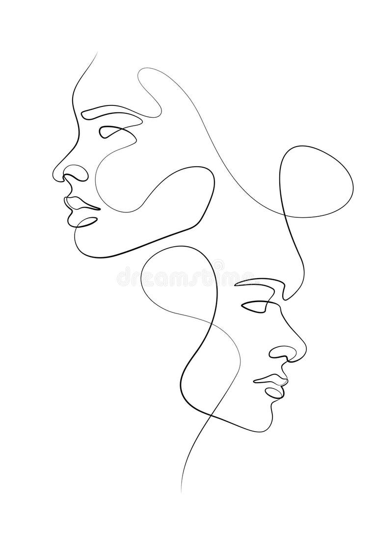 Two Faces Continuous Line Drawing Stock Illustrations 252 Two Faces