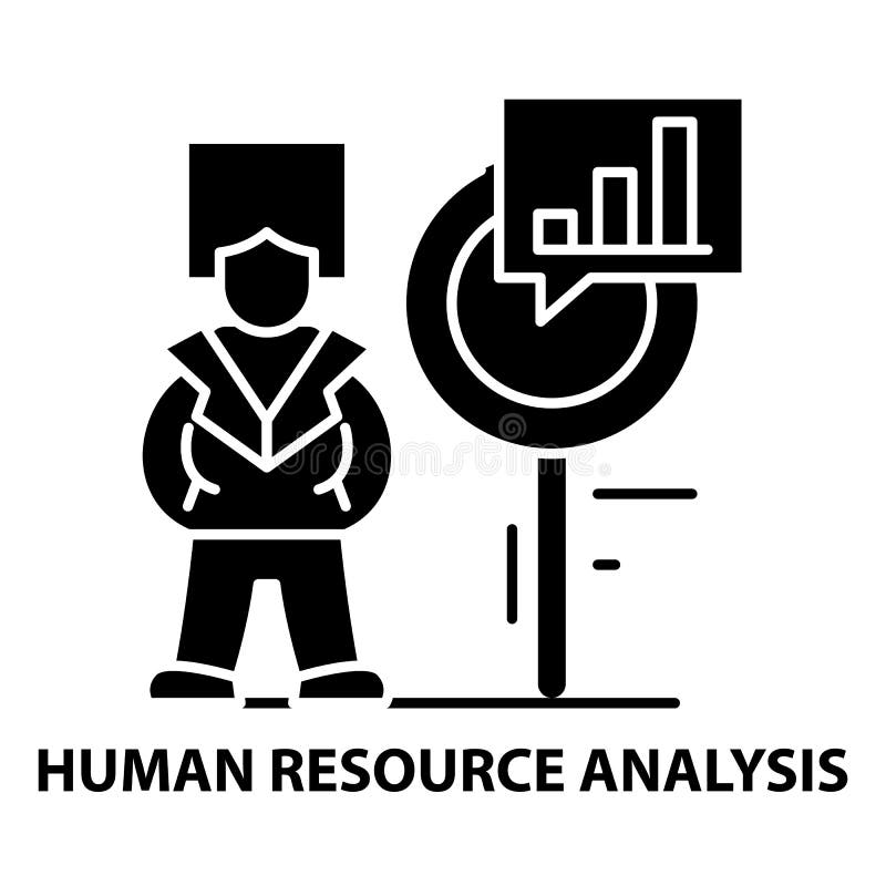 Human Resource Analysis Icon, Black Vector Sign with Editable Strokes ...
