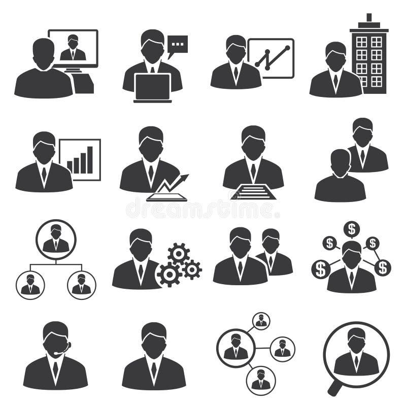 Human Resource and Business Management Icons Stock Illustration ...