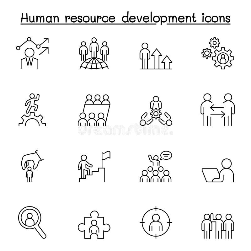 Human Resource Development Icon Set in Thin Line Stock Illustration ...