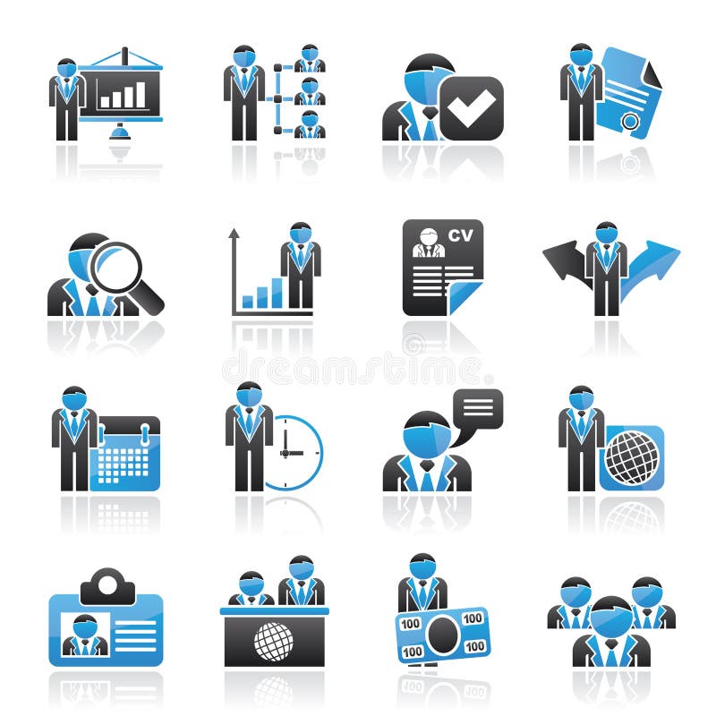 Human Resource and Employment Icons Stock Illustration - Illustration ...