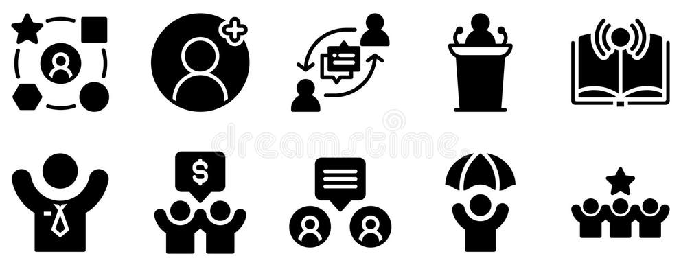 Human Resource Icon Set Professional Solid Style Collection for ...