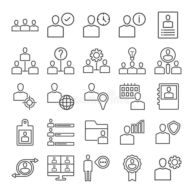 Human Resource Icon Set Sign Symbol Stock Vector - Illustration of ...