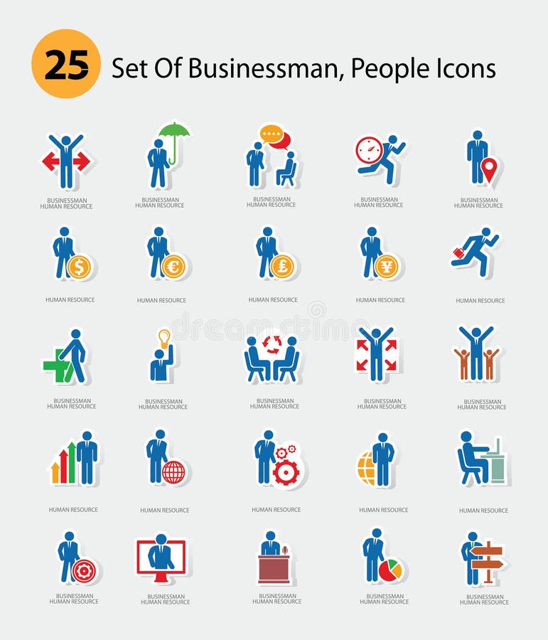 Human Resource Icons,Blue Version Stock Illustration - Illustration of ...