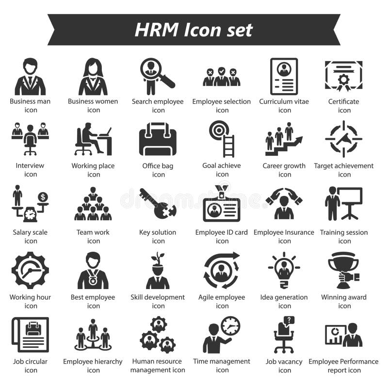 Human Resource Management Icon Set Stock Vector - Illustration of ...