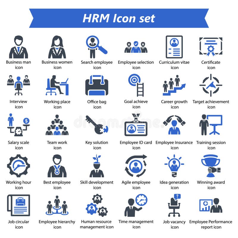 Human Resource Management Icon Set Stock Vector - Illustration of ...