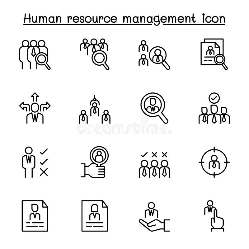Human Resource & Staff Management Icons Set Illustration Stock Vector ...