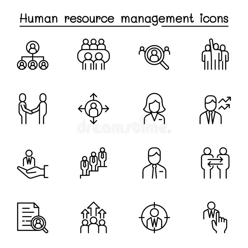 Human Resource Management Icon Set in Thin Line Style Stock Vector ...