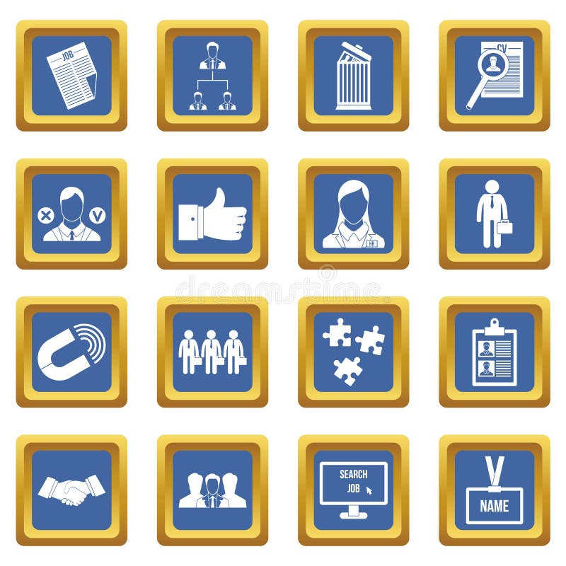 Human Resource Management Icons Set Blue Stock Vector - Illustration of ...