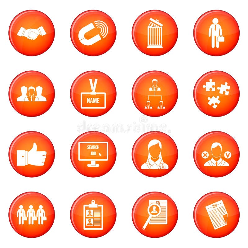 Human Resource Management Icons Set Green Stock Vector - Illustration ...