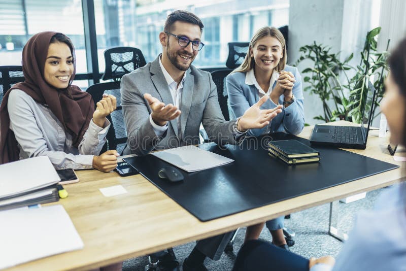 Human Resource Team Talking To a Candidate during a Job Interview in ...