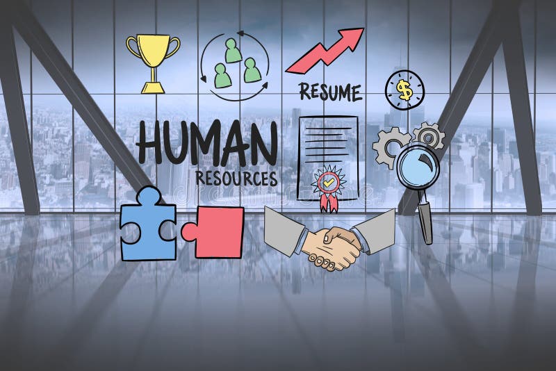 Human Resource Text Surrounded by Graphics in Office Stock Illustration ...
