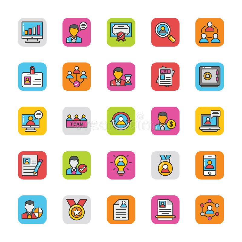 Human Resource Vector Icons Set 1 Stock Illustration - Illustration of ...