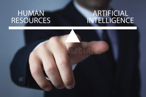 Human Resources and Artificial Intelligence Text on Scales Stock Photo ...