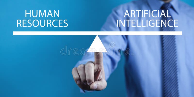 Human Resources and Artificial Intelligence Text on Scales Stock Image ...