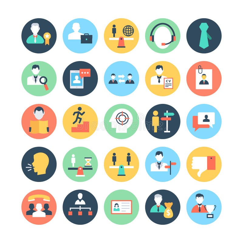 Human Resources Colored Vector Icons 4 Stock Illustration ...