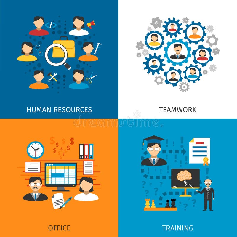 Human Resources 4 Flat Icons Square Stock Illustrations – 4 Human ...