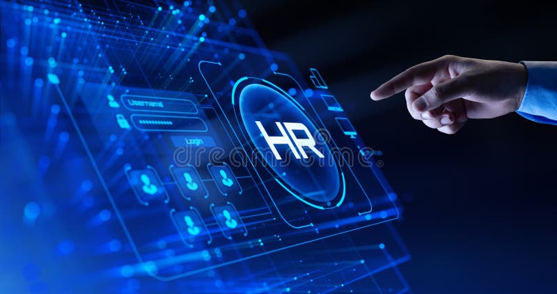 Human Resources Concept - Hand Touching HR Icon on Digital Interface ...