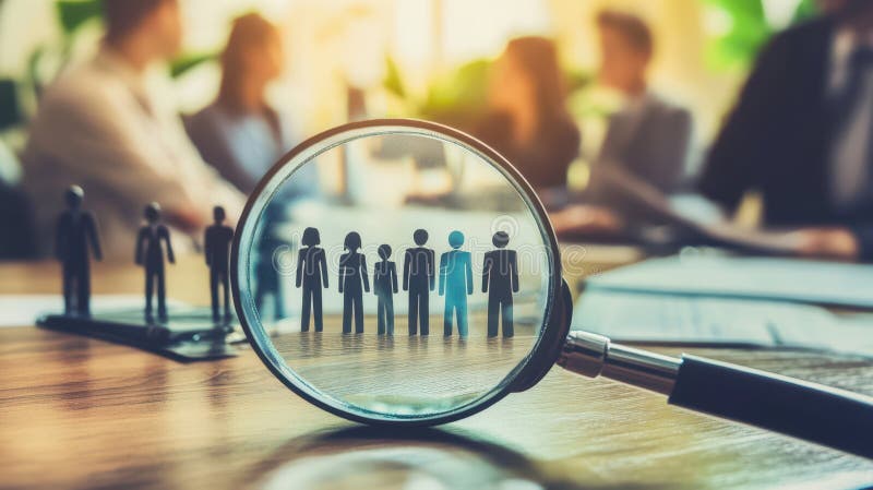 Human Resources Concept with People Figures Under Magnifying Glass in ...