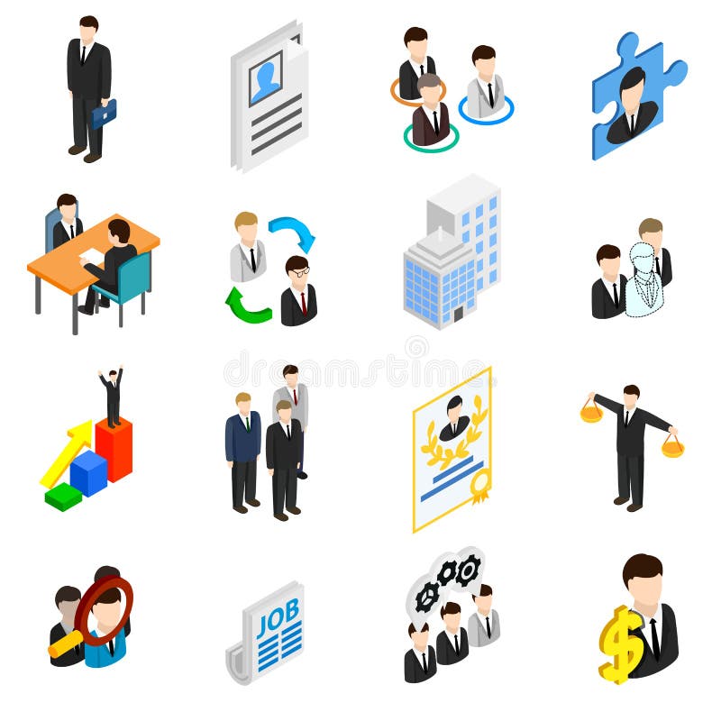 Human Resources Icons Set Cartoon Stock Vector - Illustration of ...