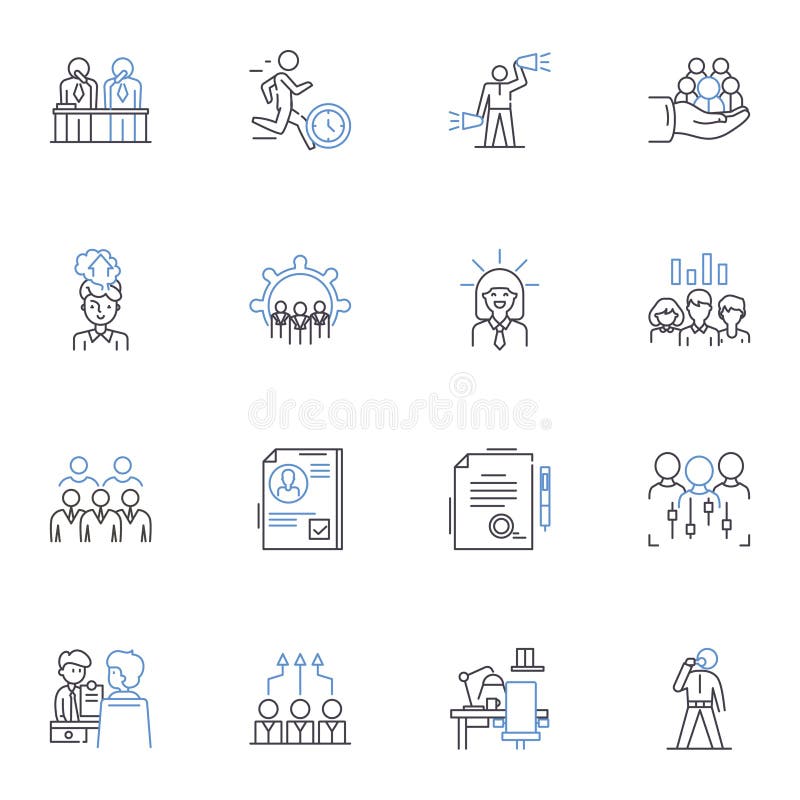 Human Resources Line Icons Collection. Recruitment, Training, Diversity ...