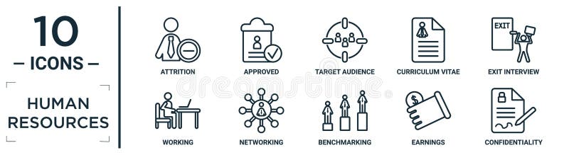 Linear Attrition Icon from Human Resources Outline Collection. Thin ...