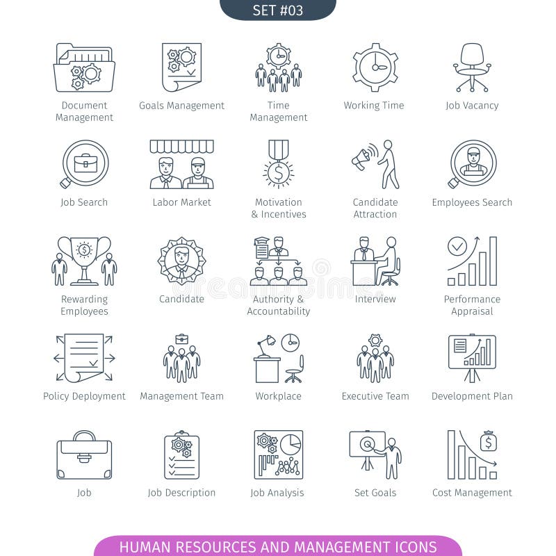 Human Resources Linear Set 03 Stock Vector - Illustration of time ...