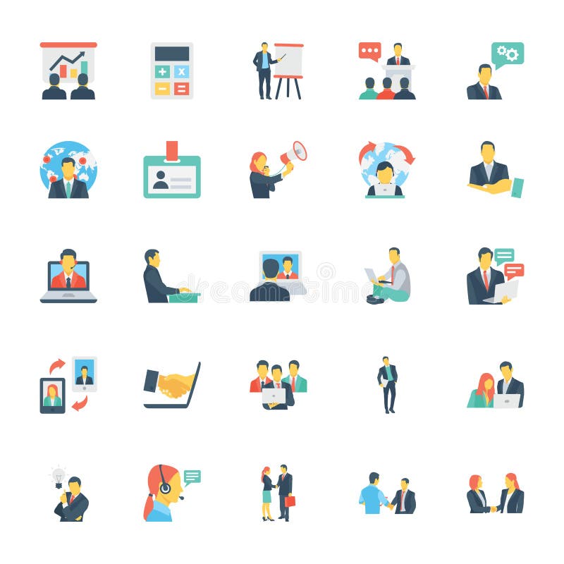 Human Resources and Management Colored Vector Icons 7 Stock ...
