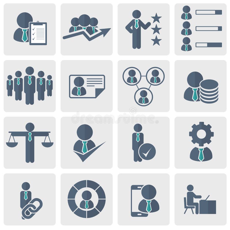 Human Resources and Management Icon Set. Flat Vector Illustration Stock ...