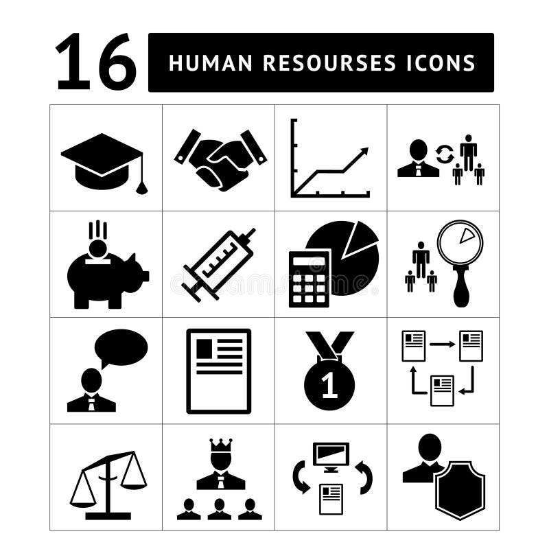 Human Resources Long Shadow Icons Stock Vector - Illustration of ...