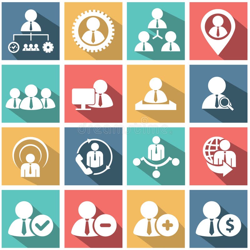 Human Resources and Management Icons Set. Stock Vector - Illustration ...