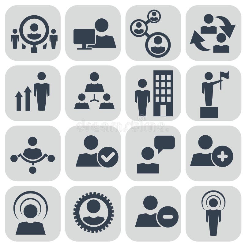Human Resources and Management Icons Set. Stock Vector - Illustration ...