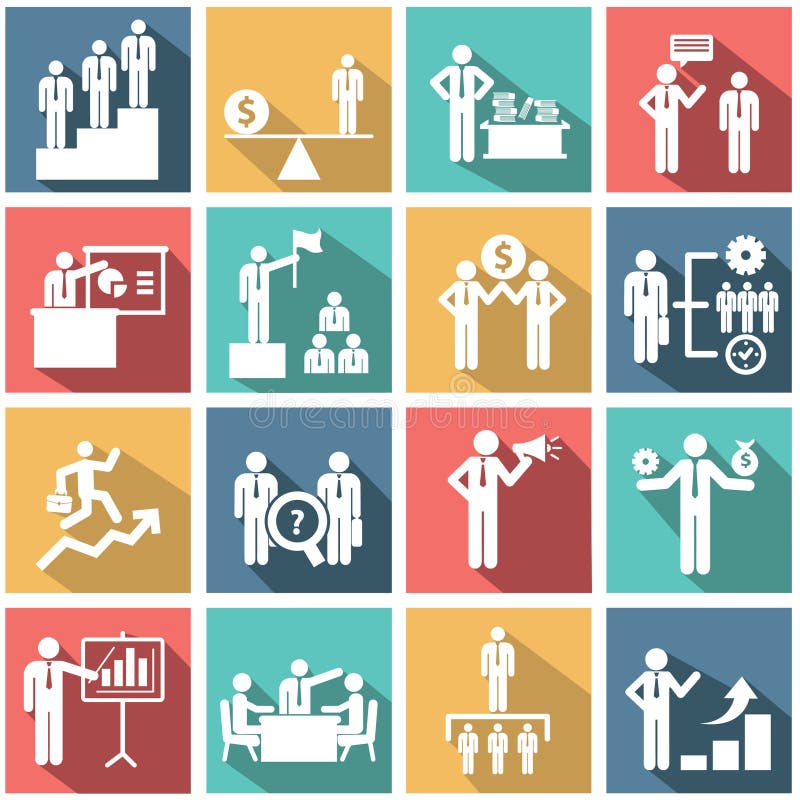 Human Resources and Management Icons Set. Stock Vector - Illustration ...
