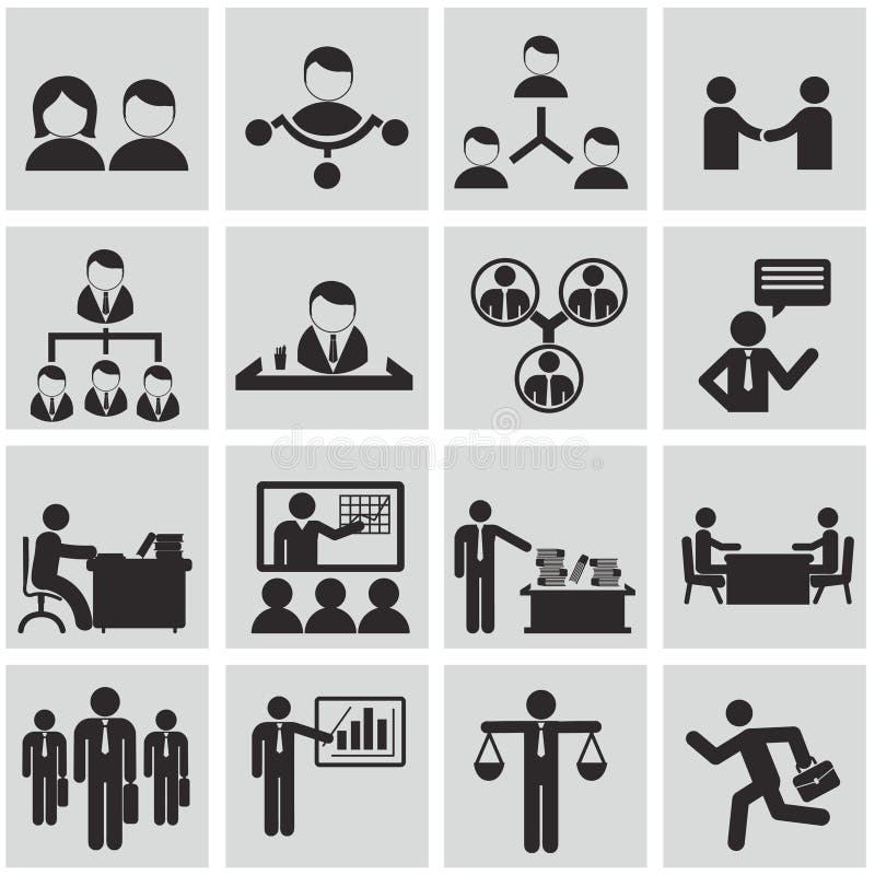 Human Resources and Management Icons Set. Stock Vector - Illustration ...
