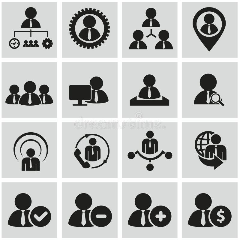 Human Resources and Management Icons Set. Stock Vector - Illustration ...