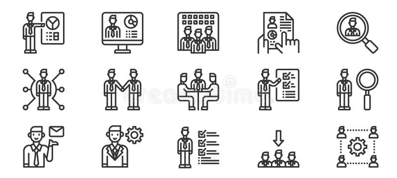 Human Resources Management Line Icons Stock Vector - Illustration of ...