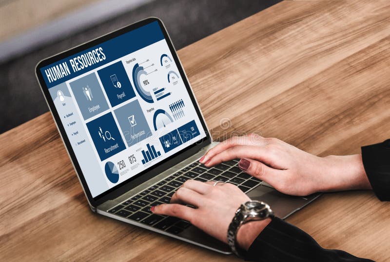 Human Resources Software on Computer Screen Help Employee Manage People ...