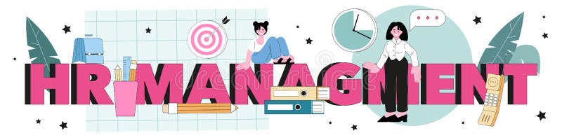 Human Resources Management Typographic Header. Recruitment and Teamwork ...