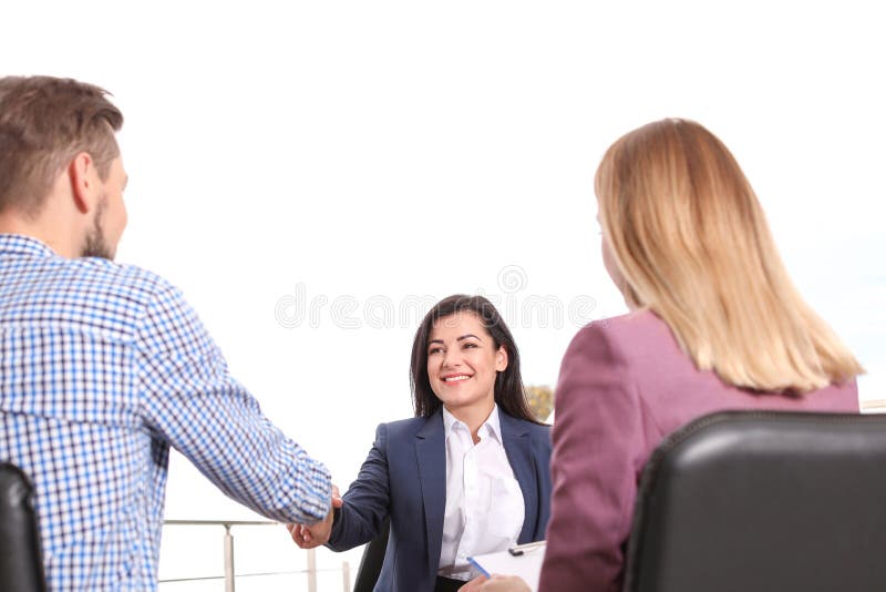 Human Resources Manager Shaking Hands with Applicant during Job ...