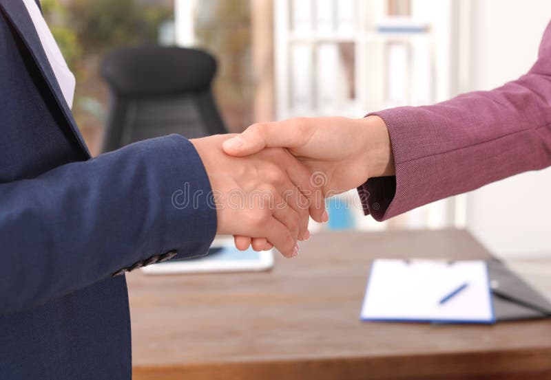 Human Resources Manager Shaking Hands with Applicant during Job ...