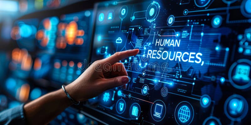 Human Resources Manager Showcasing Interactive Icons Symbolizing ...