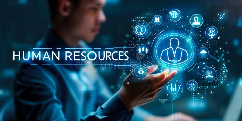Human Resources Manager Showcasing Interactive Icons Symbolizing ...