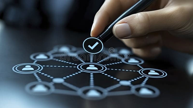 Human Resources Network Approval with Digital Checkmark Stock ...